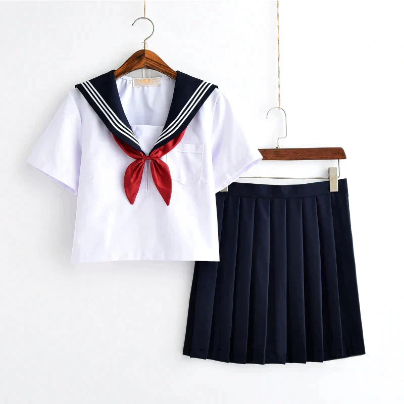 White Schoolgirl Uniform Japanese Class Navy Sailor School – Cedar and ...